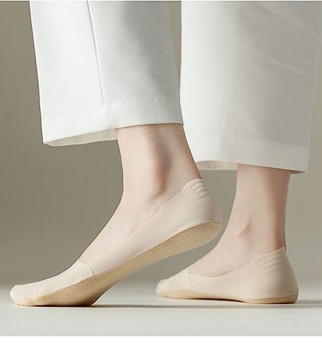Women No Show Socks Ultra Low Cut Liner Socks Ice Feeling socks Nonslip Liner Invisible Flat Boat Thin Socks 6/8 pairs (6 pairs nude)