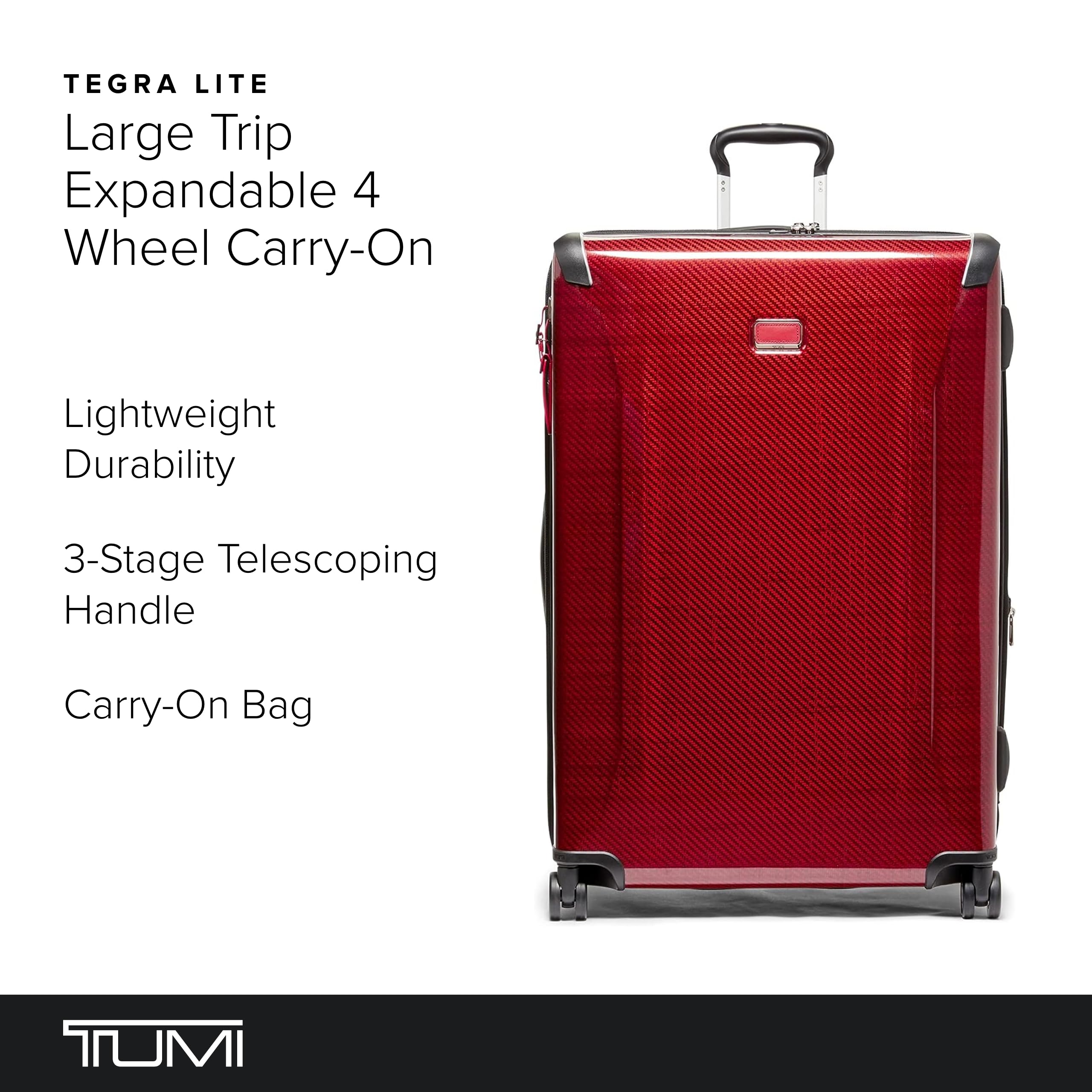 TUMI - Tegra-Lite Extended Trip Expandable 4 Wheeled Packing Suitcase - Roller Suitcase for Domestic & International Travel - Blaze Red