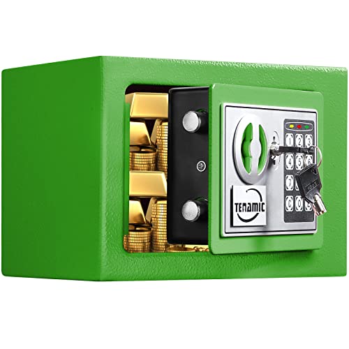 TENAMIC Safe Box 0.23 Cubic Feet Electronic Digital Security Box, Keypad Lock Box Cabinet Safes, Mini Safe Suitable for Office Hotel Home Safe, Green