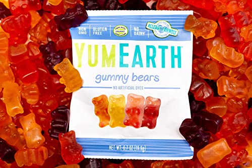 YumEarth Organic Fruit Flavored Gummy Bears, 10- .7oz. Snack Packs, Allergy Friendly, Gluten Free, Non-GMO, No Artificial Flavors or Dyes