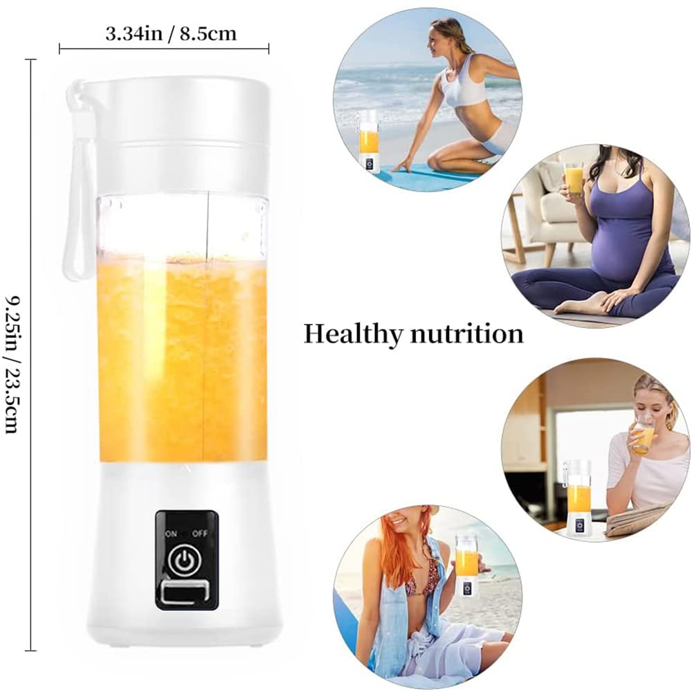 WENPIC GLHDDL-Portable Blender USB Rechargeable - Portable for Shakes & Smoothies 6 Blades, Fruit Vegetable Juicer Travel Sports Kitchen Mini Blend Jet 2 (Upgraded Version, White)