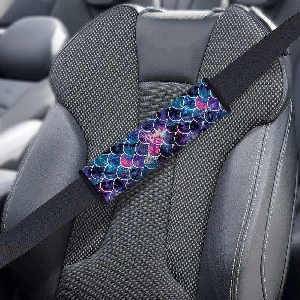 WIRESTER Soft Car Safety Seat Belt Shoulder Pad Cover Design, Cushion Harness Comfortable Pad - Mosaic Mermaid Scale