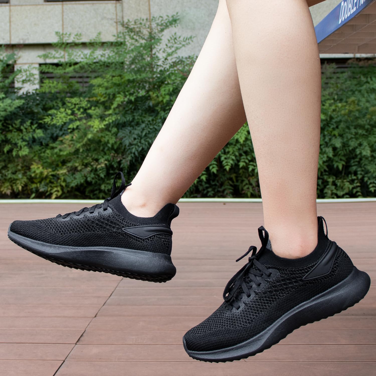 Womens Sneakers Walking Shoes Slip on Tennis Casual Athletic Memory Foam Lightweight Gym Work Shoe All Black Size 8