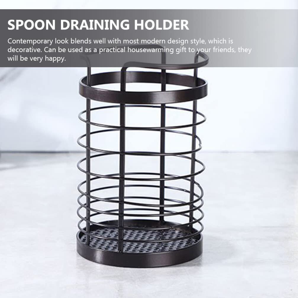 Yardwe round chopstick holder utensil basket silverware cutlery holder utensil holder kitchen tool dryer utensils sink basket home tools spoon holder iron Storage chopsticks cage