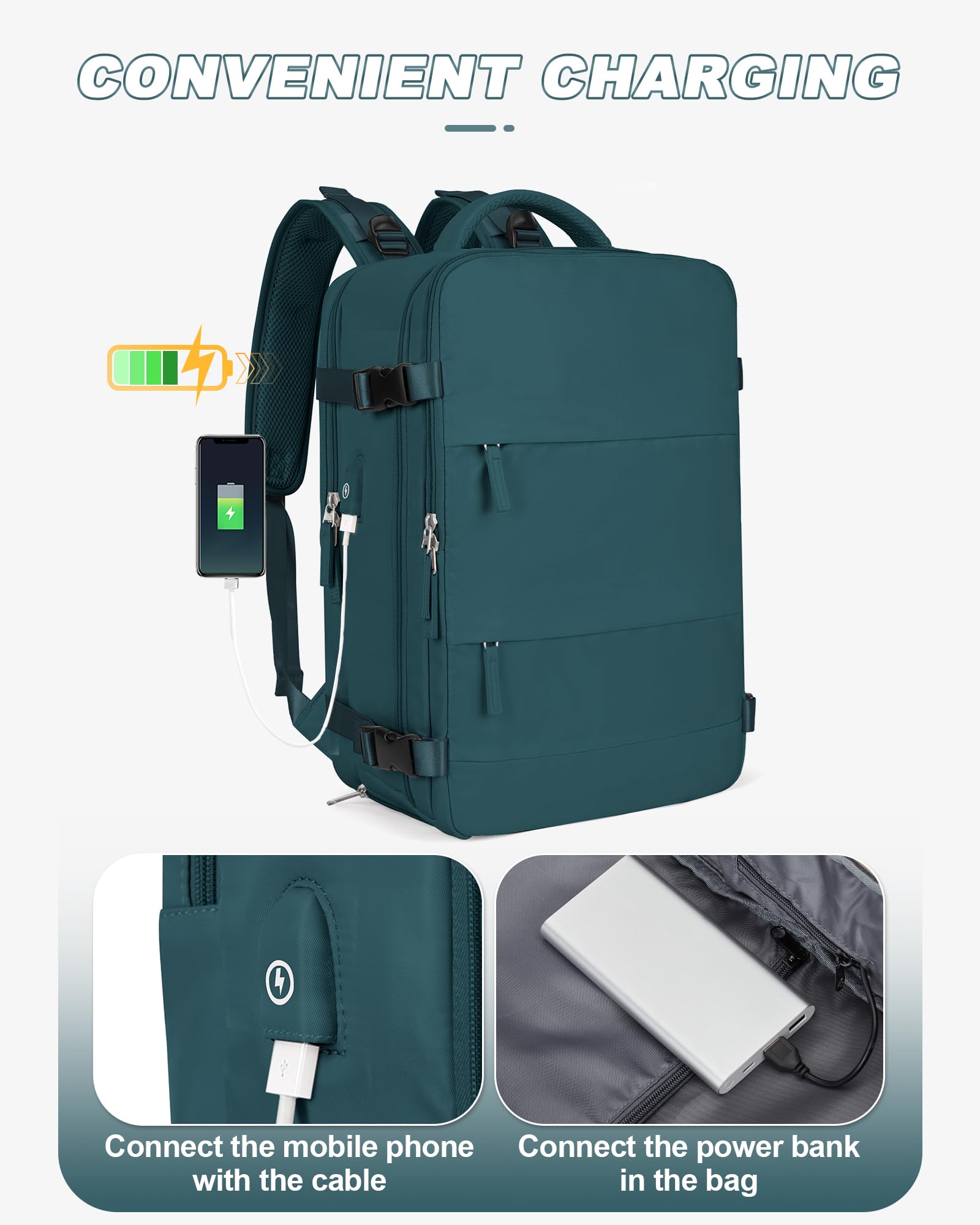 wepadre Women's Laptop Backpack, A-peacock Blue, 15.6in