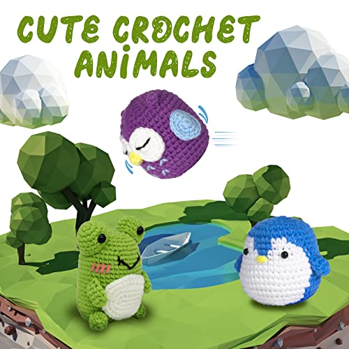 Yanpoake Crochet Kit for Beginners, 3PCS Crocheting Animal Kit for Adults and Kids, Crochet Starter Knitting Kit for Complete Beginners with Step-by-Step Instructions and Video Tutorials