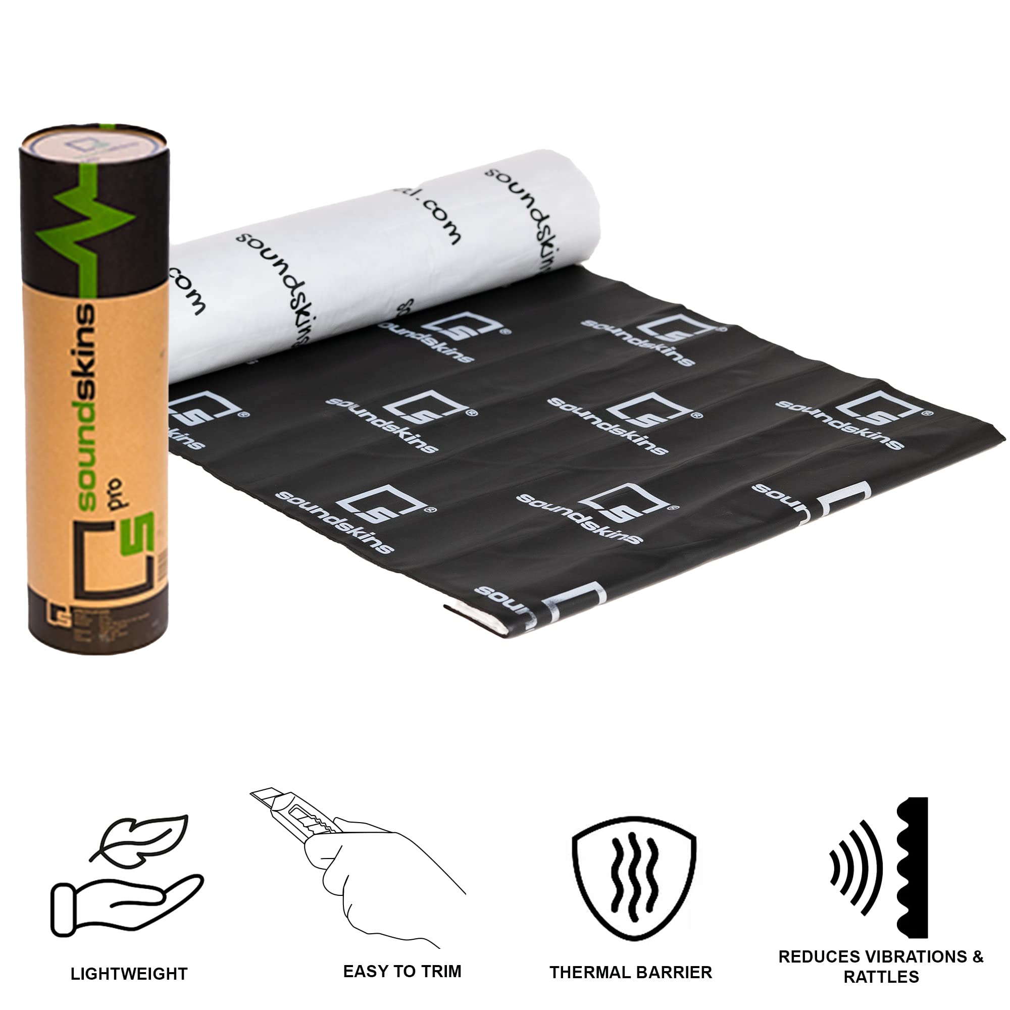 SoundSkins SSK-SSPRO-1 Car Sound Deadening Material - 180mil/4.5mm Triple Layer - 11 sqft. - Reduce Vibrations, Insulate Heat, and Minimize Resonance