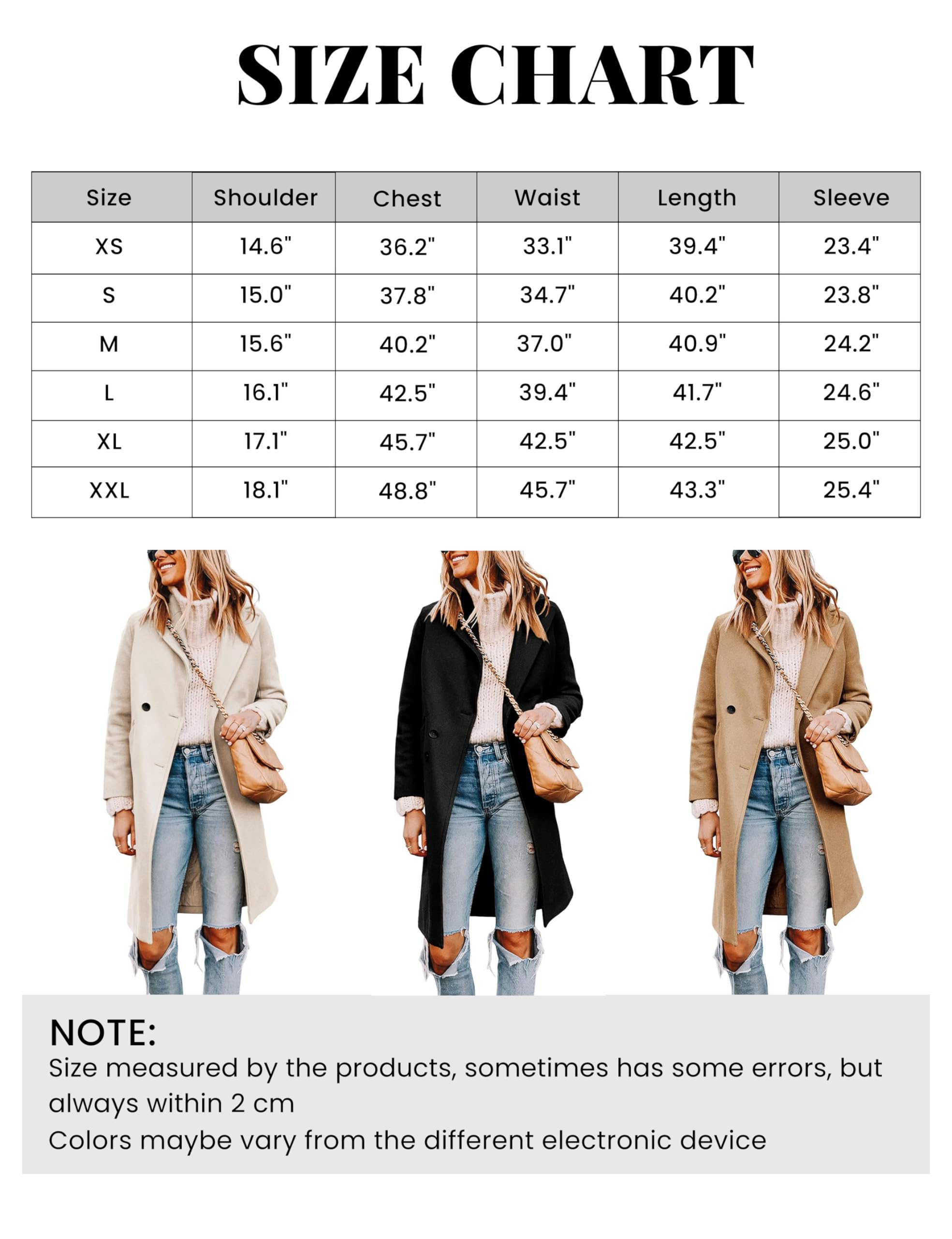 Tanming Women's Notch Lapel Double Breasted Wool Blend Mid Long Pea Trench Coat (Beige-L)