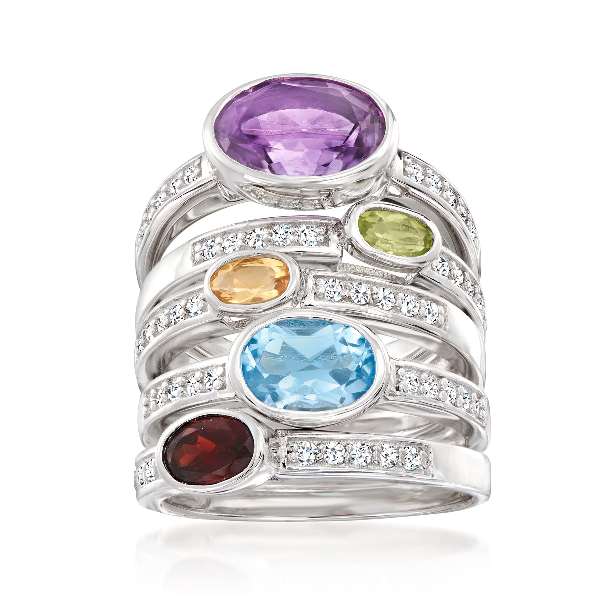 Ross-Simons 4.75 ct. t.w. Multi-Stone Jewelry Set: 5 Rings in Sterling Silver. Size 9