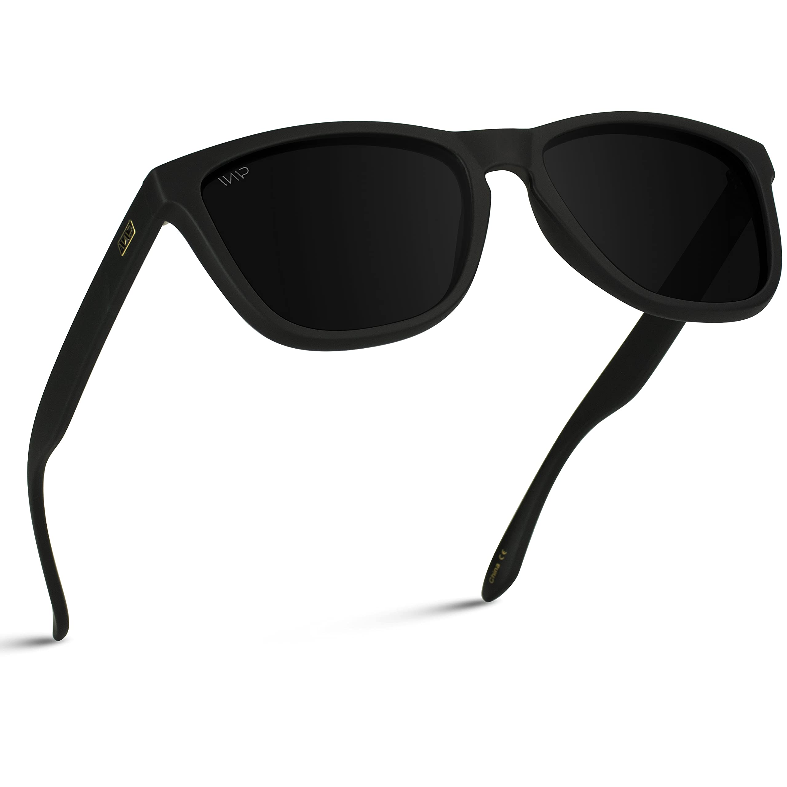 WearMe Pro - Polarized Square Active Running Women Men Classic Mirrored Sunglasses (Black Frame/Black Lens, 60)