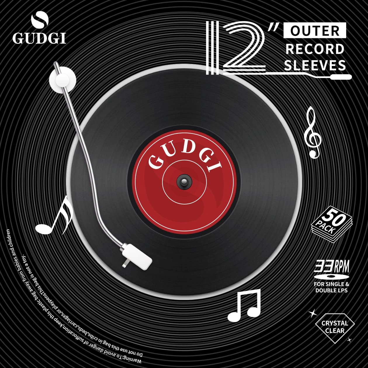 Vinyl Record Sleeve with Resealable Flap for 12" Vinyl Records.