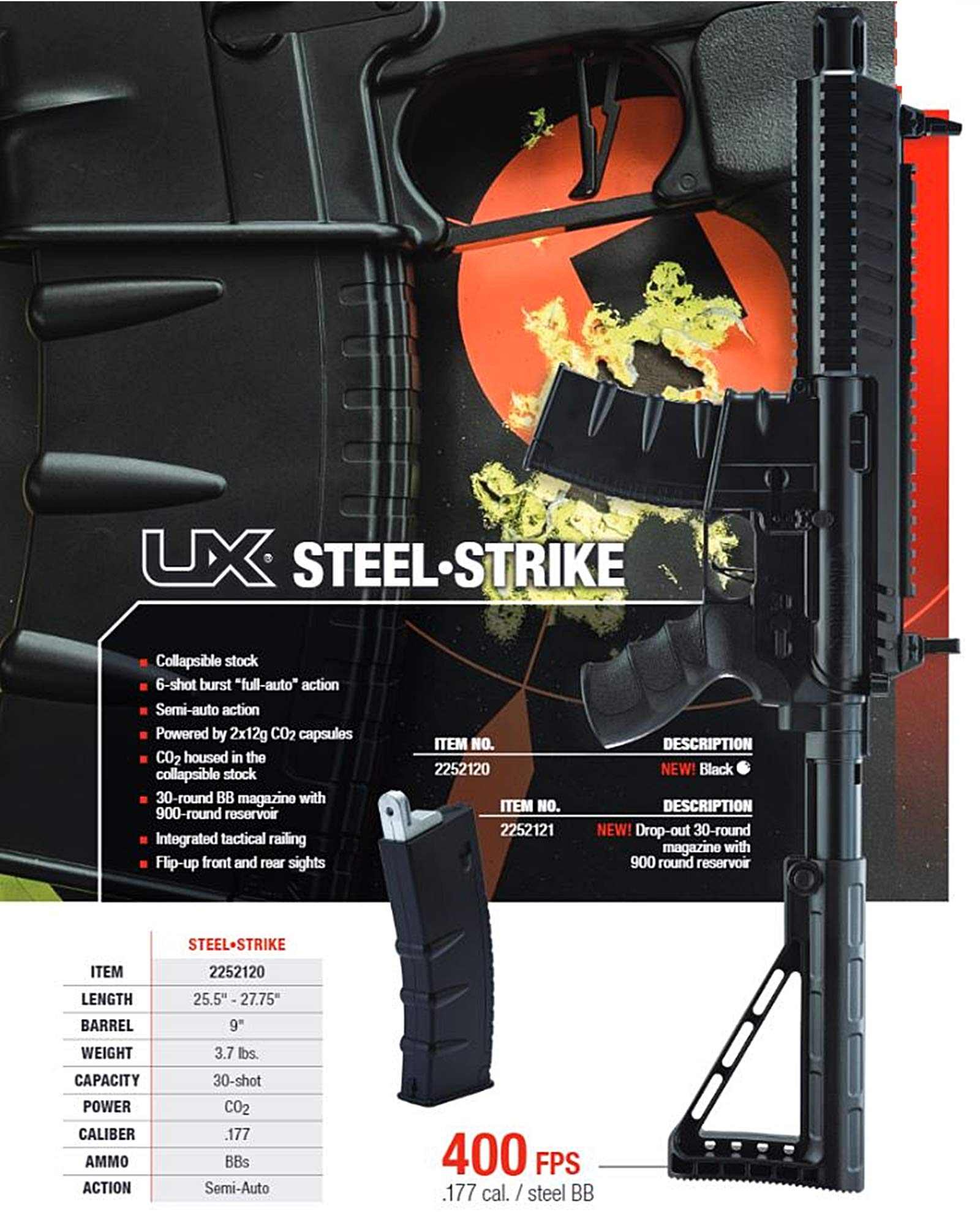 Umarex Steel-Strike Automatic .177 Caliber BB Gun Air Rifle, Black (2252120)