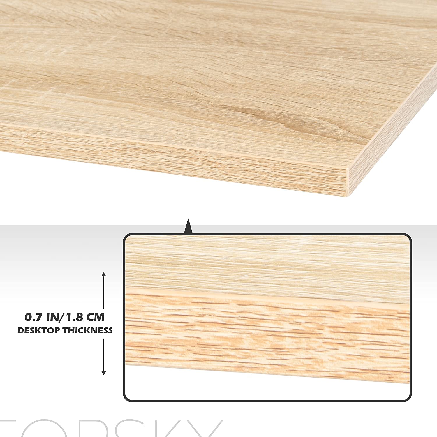 TOPSKY Dual Motor Electric Adjustable Standing Computer Desk White Frame with 58.3ββx26.8ββ Oak Board