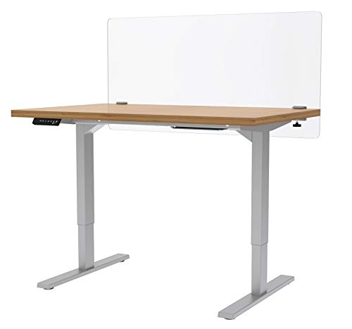VaRoom Privacy Partition and Sneeze Guard, Frosted Acrylic Clamp-On Desk Divider – 48” W x 24”H Privacy Desk Mounted Cubicle Panel