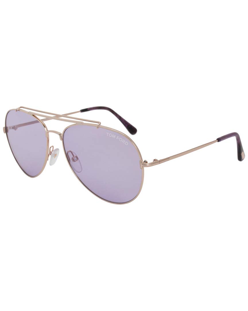 Tom Ford Aviator Sunglasses TF497 Indiana 28Y Gold/Violet FT0497