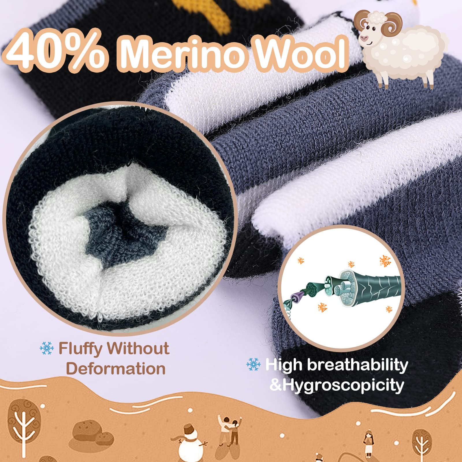 Yepro Kids Merino Wool Socks, Winter Socks for Boys & Grils, Thermal socks for Skiing, Snowboarding, Skating, Running, Hiking