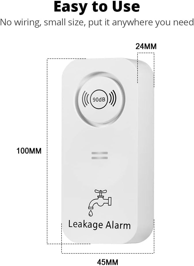 WiFi Water Leak Detector, Water Leak Detector 90dB with App Alerts, Wireless House Alarms System Kits: Alarm Siren,Doorbell Button, 2 Water Sensor Alarms,Remote Control, Wireless Detector for Home