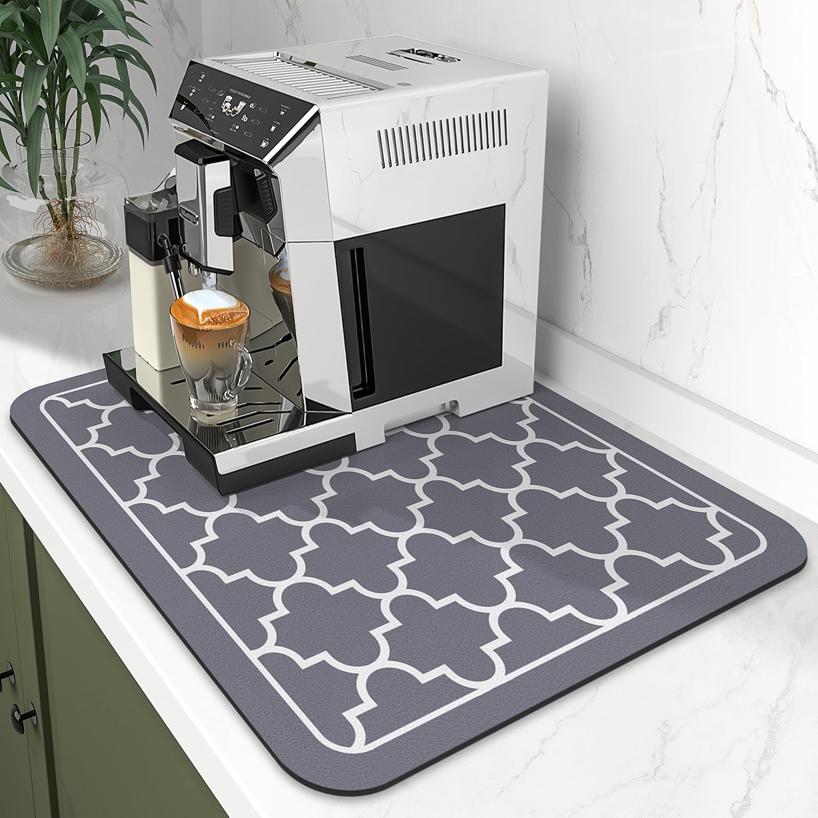 WISELIFE Dish Drying Mat Super Absorbent Drying Mat Large Dish Drying Mats for Kitchen Counter Easy clean Dish Mat Kitchen Drying Mat 15" x 18" Grey