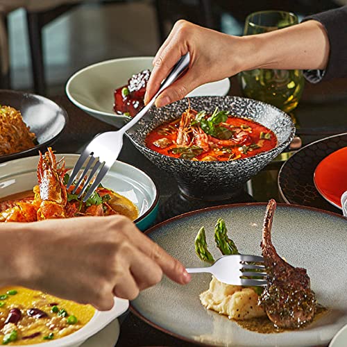 Serving Spoons Set(2023 New)Stainless Steel Serving Utensils Include Serving Spoon Slotted Spoon Serving Forks for Buffet, Parties, Catering and More (Silver)