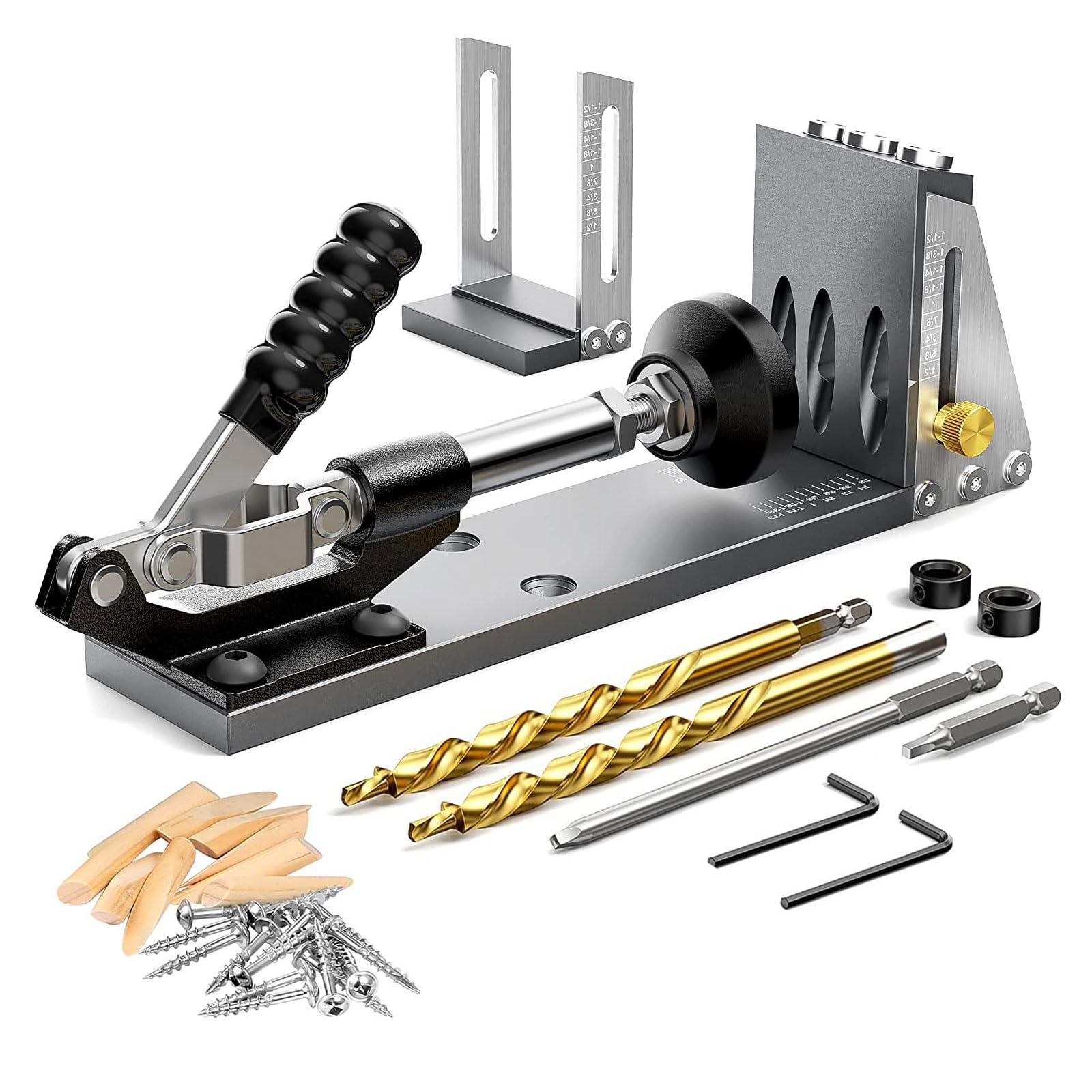 Seekelf Pocket Hole Jig Kit,Professional Dowel Jig Kit Woodworking Tools,Wood Hole Jig System Kit