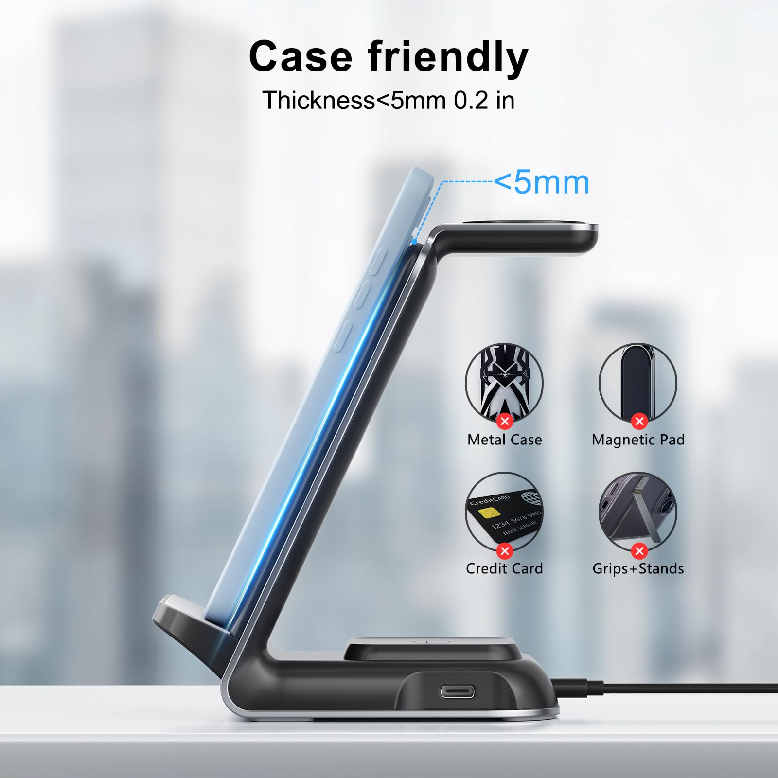 Wireless Charging Station for Samsung - Fast Charging Wireless Charger for Galaxy S23 Ultra/S23/S23+/Z Flip/Fold 5/4/3/iphone/Android Phones, Galaxy Watch 6/5 Pro/5/4/3 & Buds.(with 30W PD Adapter)