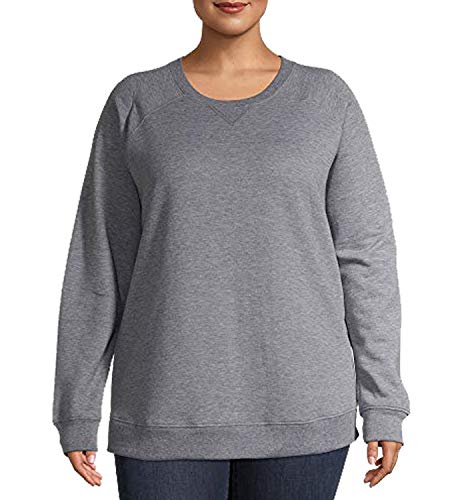 Women's Plus Size Crewneck Sweatshirt (Grey, 1X 16/18W)