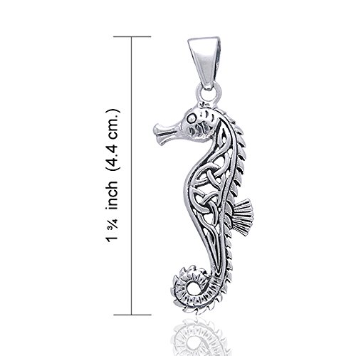 Sea Monsters - Hippocampus - Poseidon's Steed Seahorse with Celtic Knot Sterling Silver Pendant