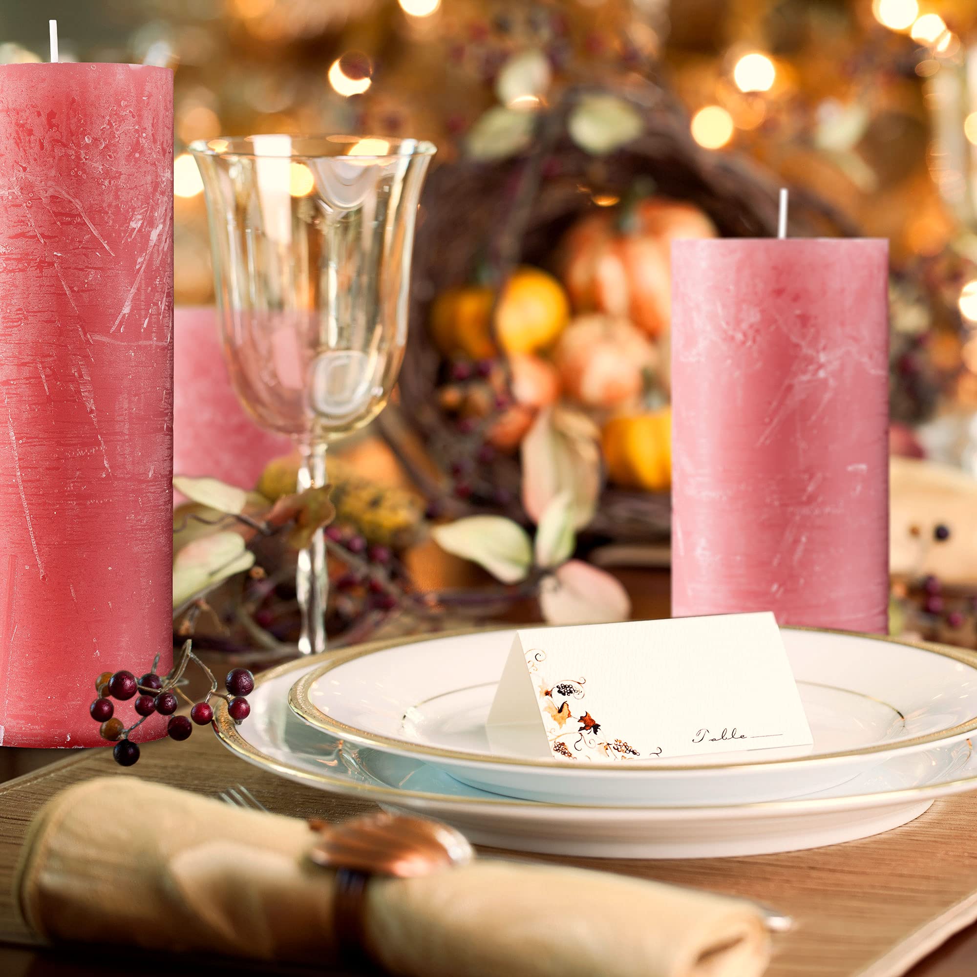 SPAAS Rustic Rose Blush Pillar Candles - 2.7" X 5" Decorative Candles Set of 4 - Clean Burning and Dripless Unscented Rustic Pillar Candles for Home Decorations, Party, Weddings, Spa, Restaurant