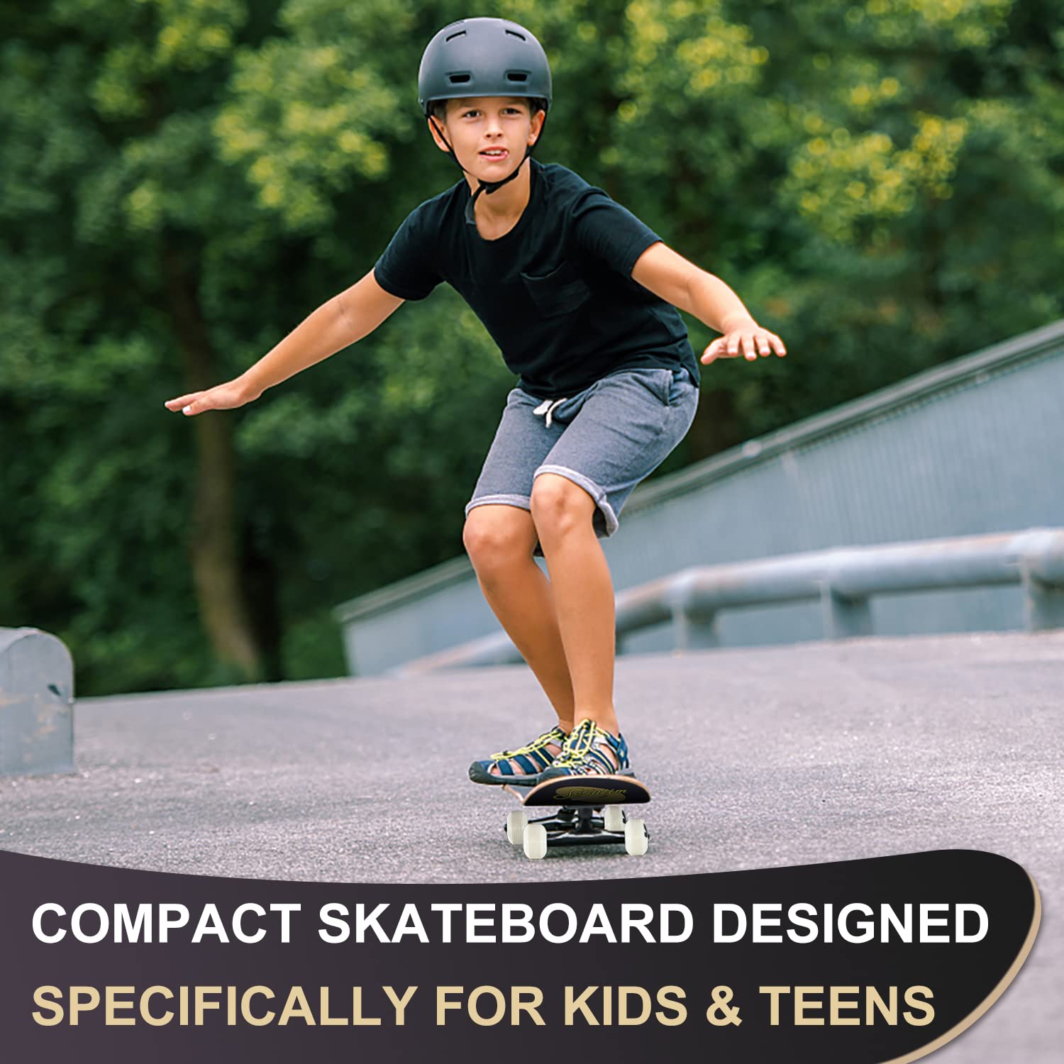 Sefulim Skateboards, 31 x 8 inch Complete Skateboard for Beginners, 8 Layer Canadian Maple Double Kick Deck Concave Cruiser Trick, Light Up Wheel Skateboard for Kids Teens & Adults (Motorcycle)