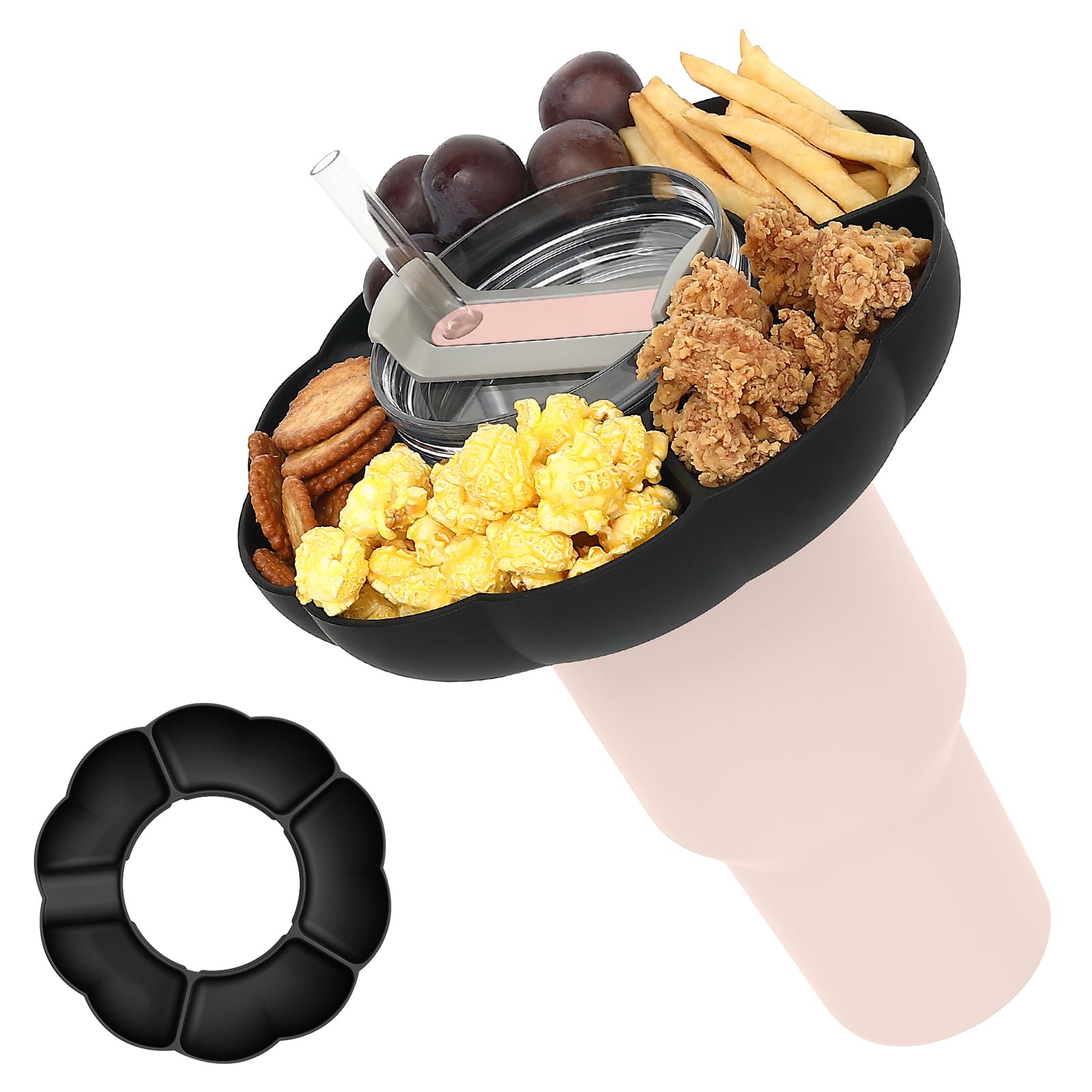 Snack Tray for Stanley 40 oz Tumbler with Handle, Reusable Snack Bowl Compatible with Stanley Cup 40oz with Handle, Portable Snack Ring Container for Stanley 40oz Tumbler Accessories