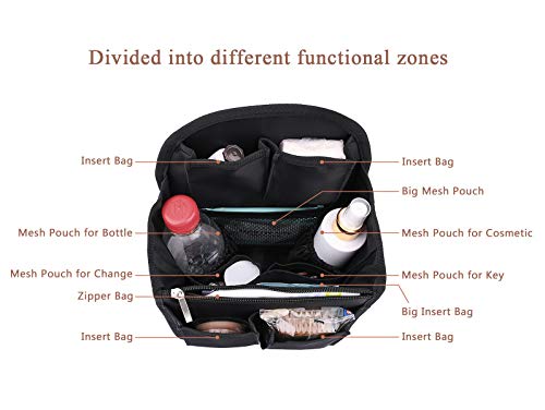 Segaty Veesoo Mini Backpack Organizer Insert, Functional Small Backpack Insert Organizer for Rucksack Diaper Bag Black