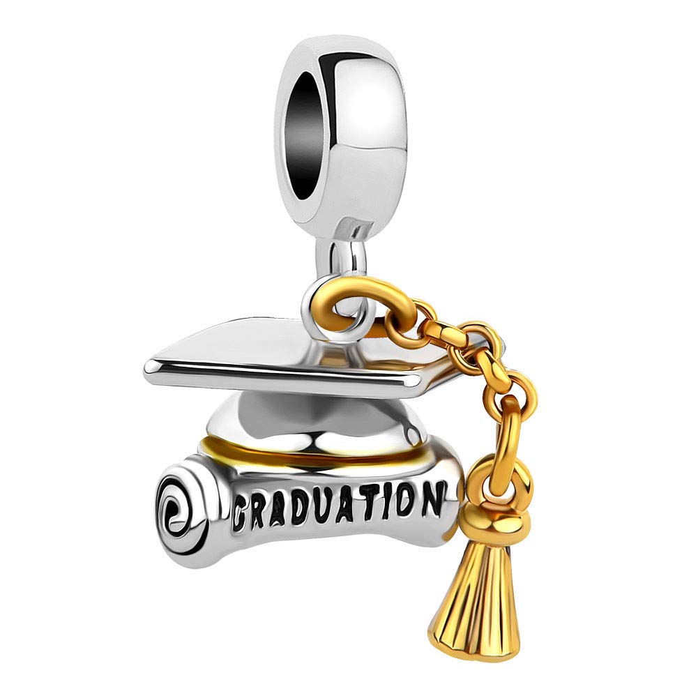 Wiazhu Graduation Hat Cap &Scroll Beads for Bracelets&Necklaces European Style Pendant Charm