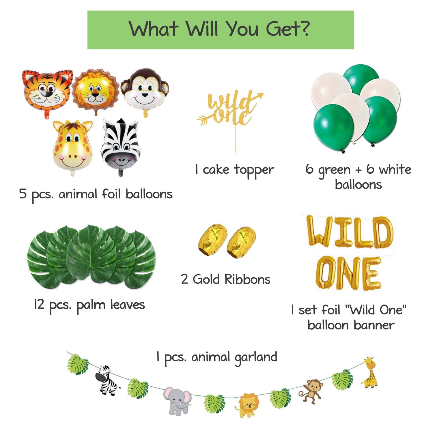 Wild One Birthday Decorations Kit: 1st Birthday Boy Decorations, 1st Birthday Decorations Boy | First Birthday Decorations Boy | 1st Birthday Girl Decorations| Wild one balloons
