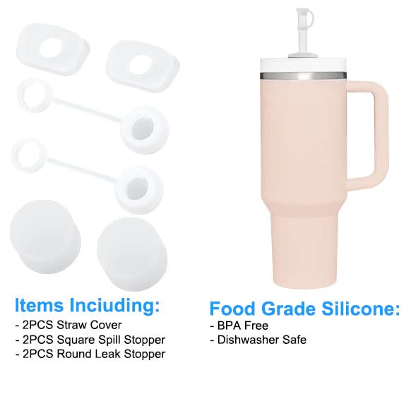 Upmely Silicone Spill Stopper for Stanley Cup 1.0 40oz 30oz,Leak Stopper Compatible with Quencher H2.0 FlowState Tumbler 30oz 40oz for stanley accessories 6pack