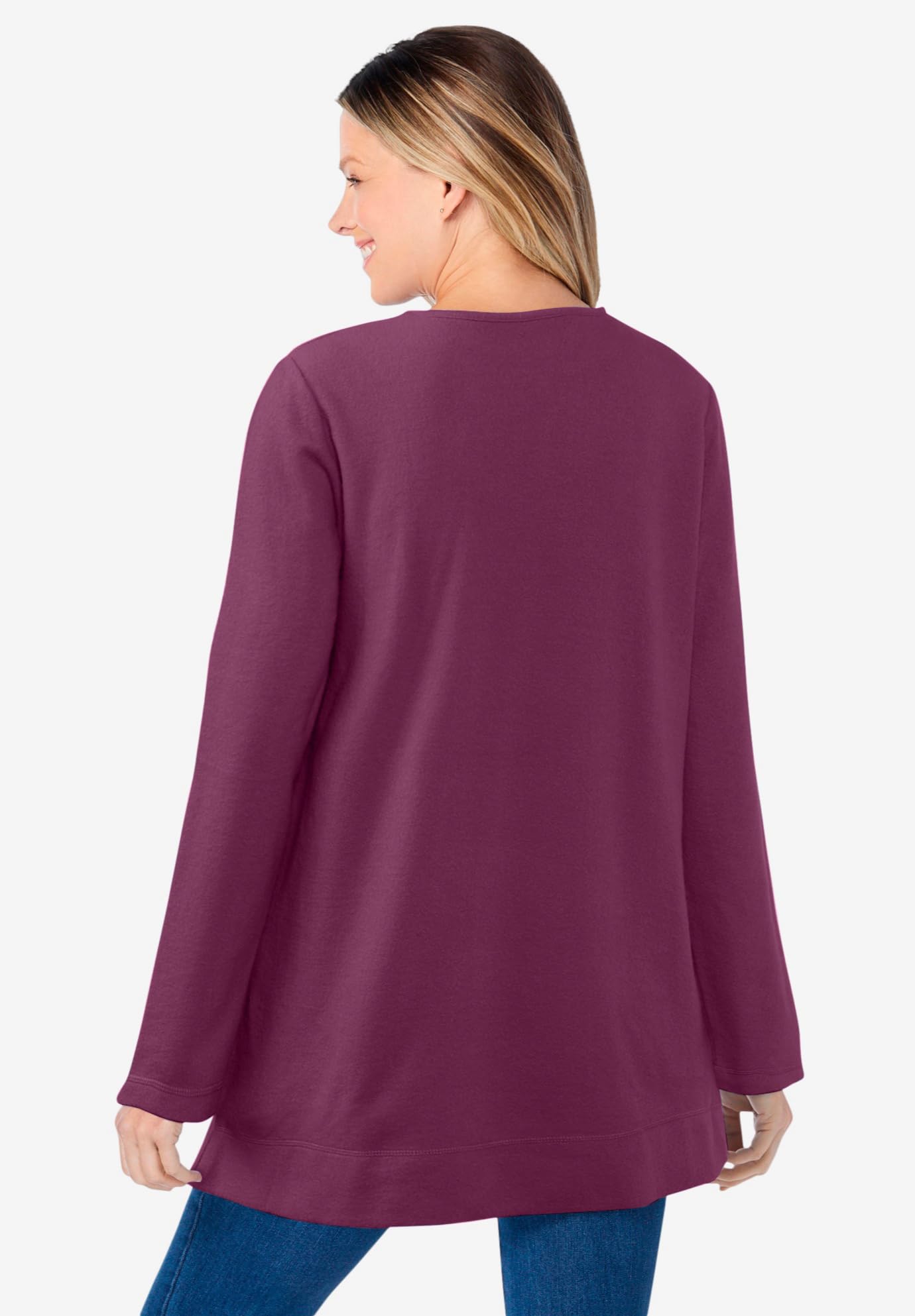 Woman Within Women's Plus Size Sherpa Sweatshirt - 3X, Deep Claret