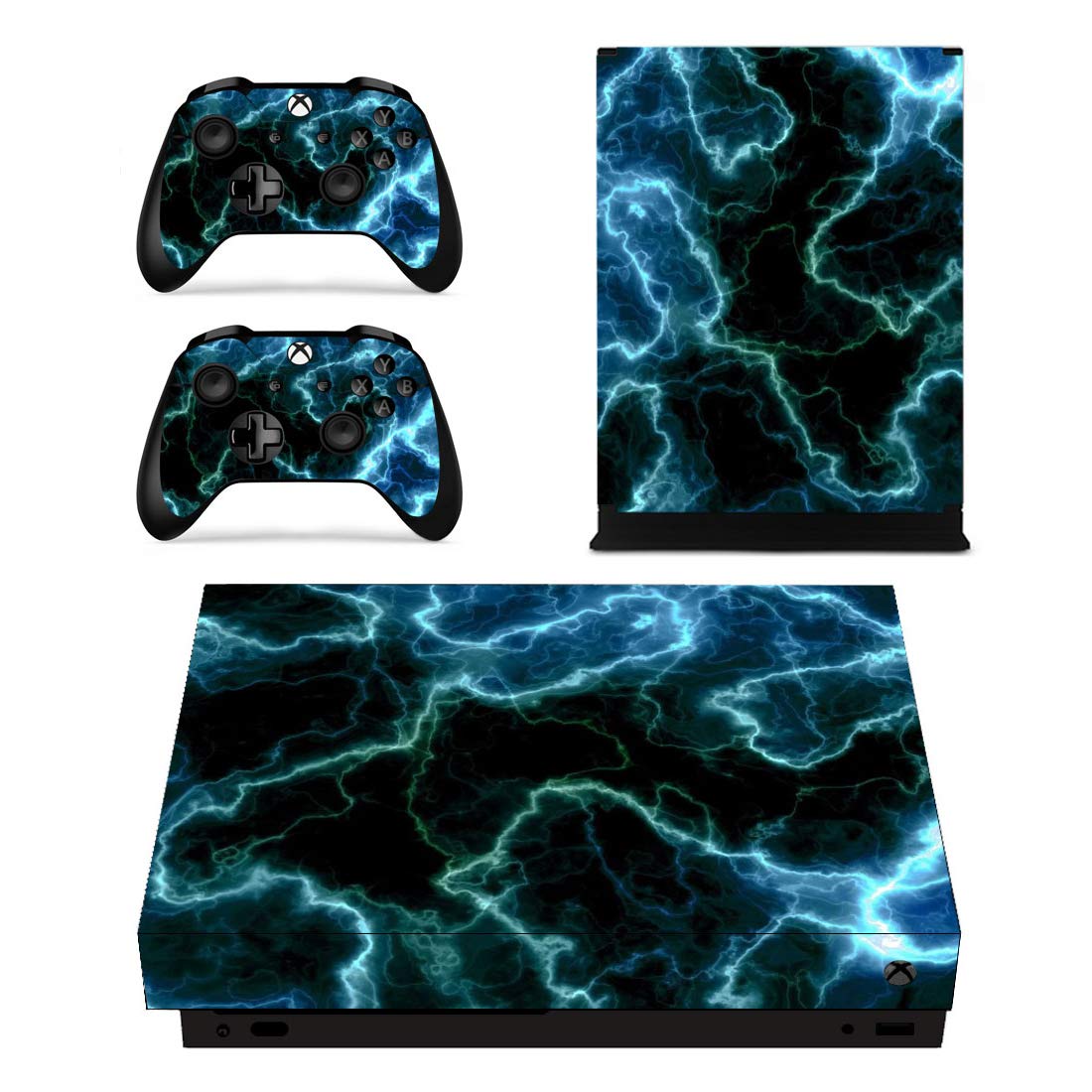 Wodoys Vinyl Stickers Skins Fit for Xbox One X Console and Controllers Suit Whole Body, Cyan Light