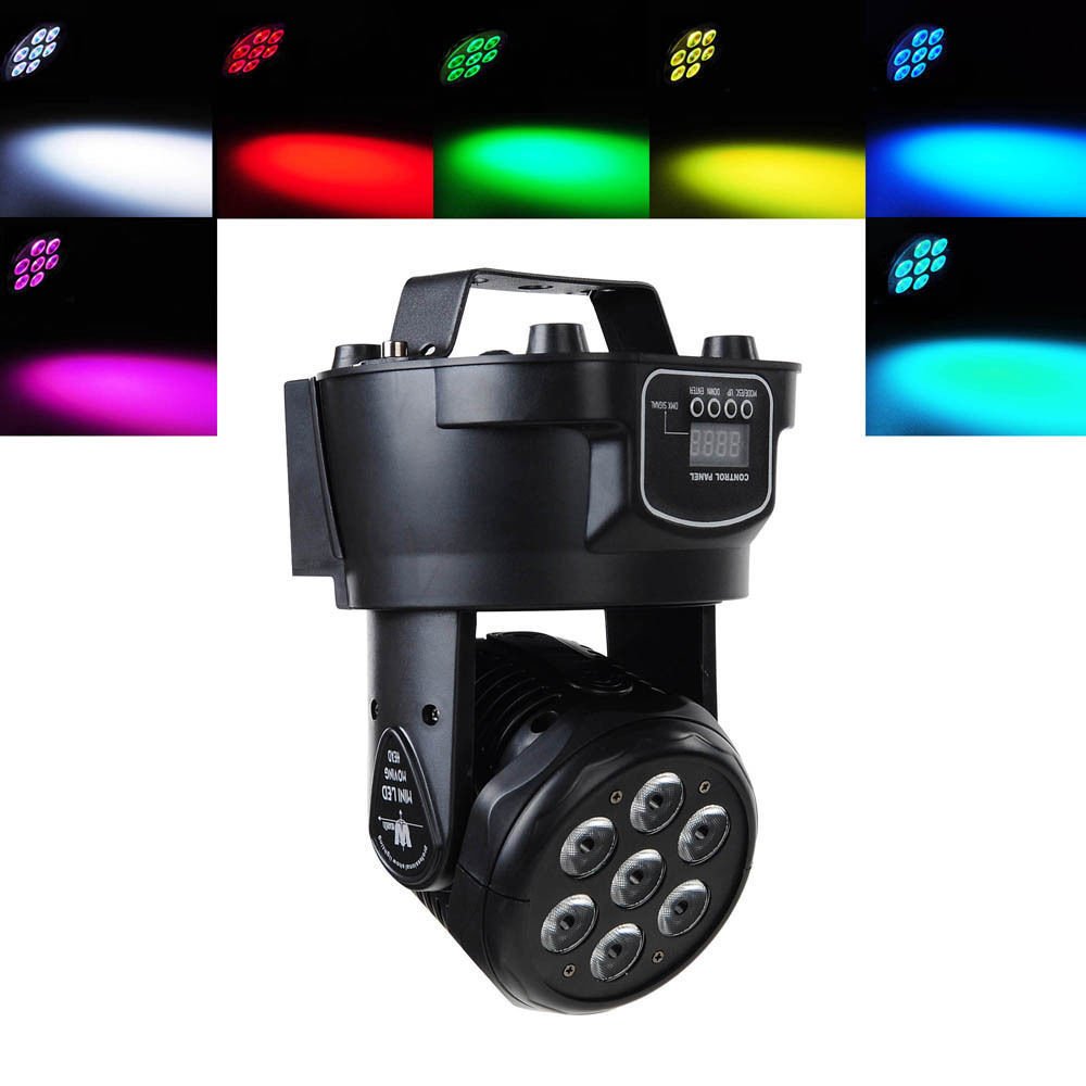 XPCLEOYZ 2PCS Moving Head Dj Lights,7 x 12W RGBW Stage Lighting Mini Moving Head, DMX DJ Lights Remote Control Sound Activated, Mini Moving Heads Wash Light for Parties