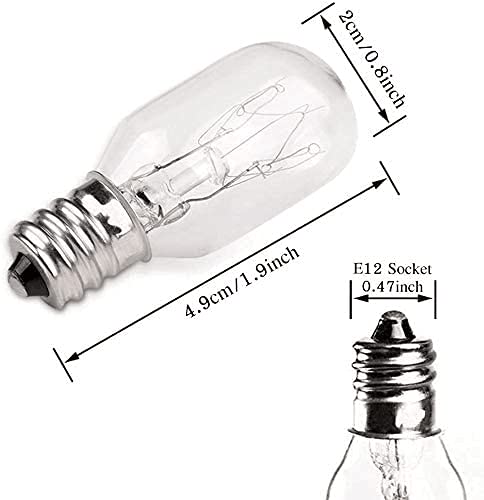 YUANKANG Value 6 Pack Bulbs Original Replacement Long Lasting 15 Watt Dimmable E12 Small Edison Screw Cap Socket Incandescent Candelabra Himalayan Lava Rock Salt Night Light Pygmy Lamp Bulb 9" x 0.8"