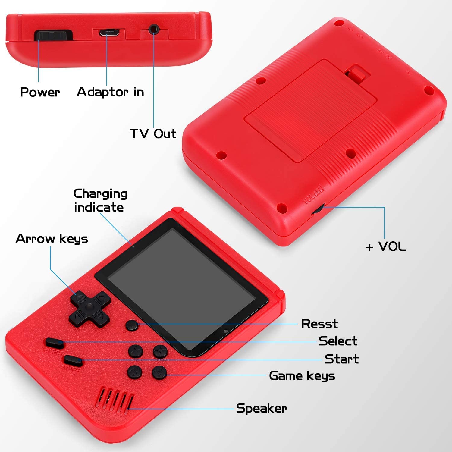 Retro Handheld Game Console, Retro Game Console with 500 Classical Games, 3.0-Inch Screen, Retro Handheld Games Support for Connecting TV & Two Players, Gifts for Kids & Adults