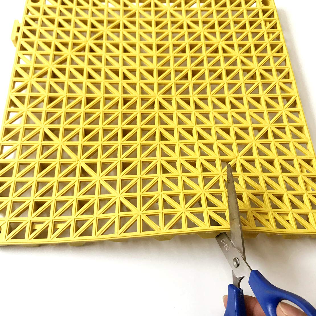 4pcs Modular Interlocking Cushion 11.5" x 11.5" Floor Tile Mat Mats Drain Pool Shower Home Indoor/Outdoor (Yellow)