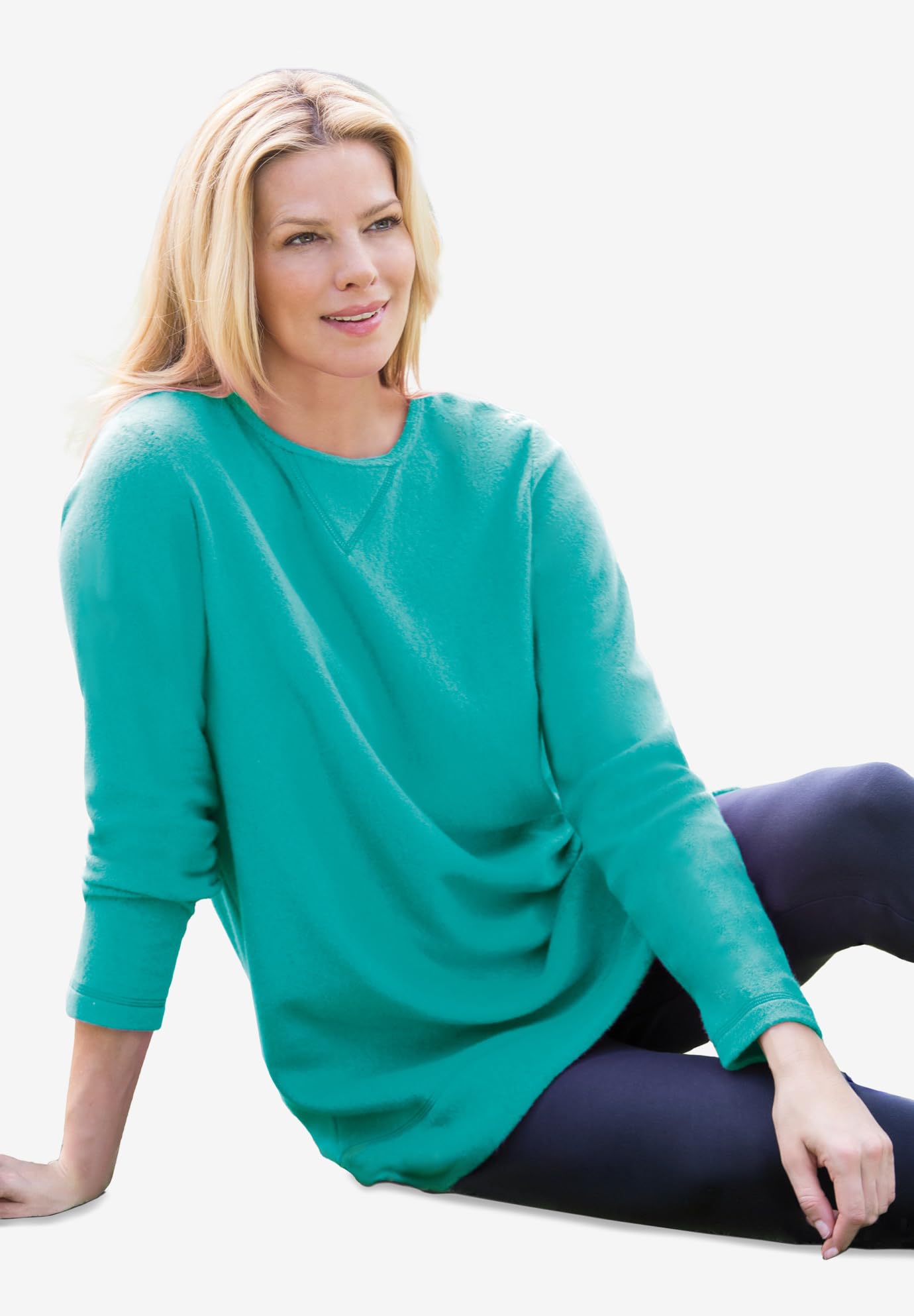 Woman Within Women's Plus Size Sherpa Sweatshirt - 3X, Deep Claret