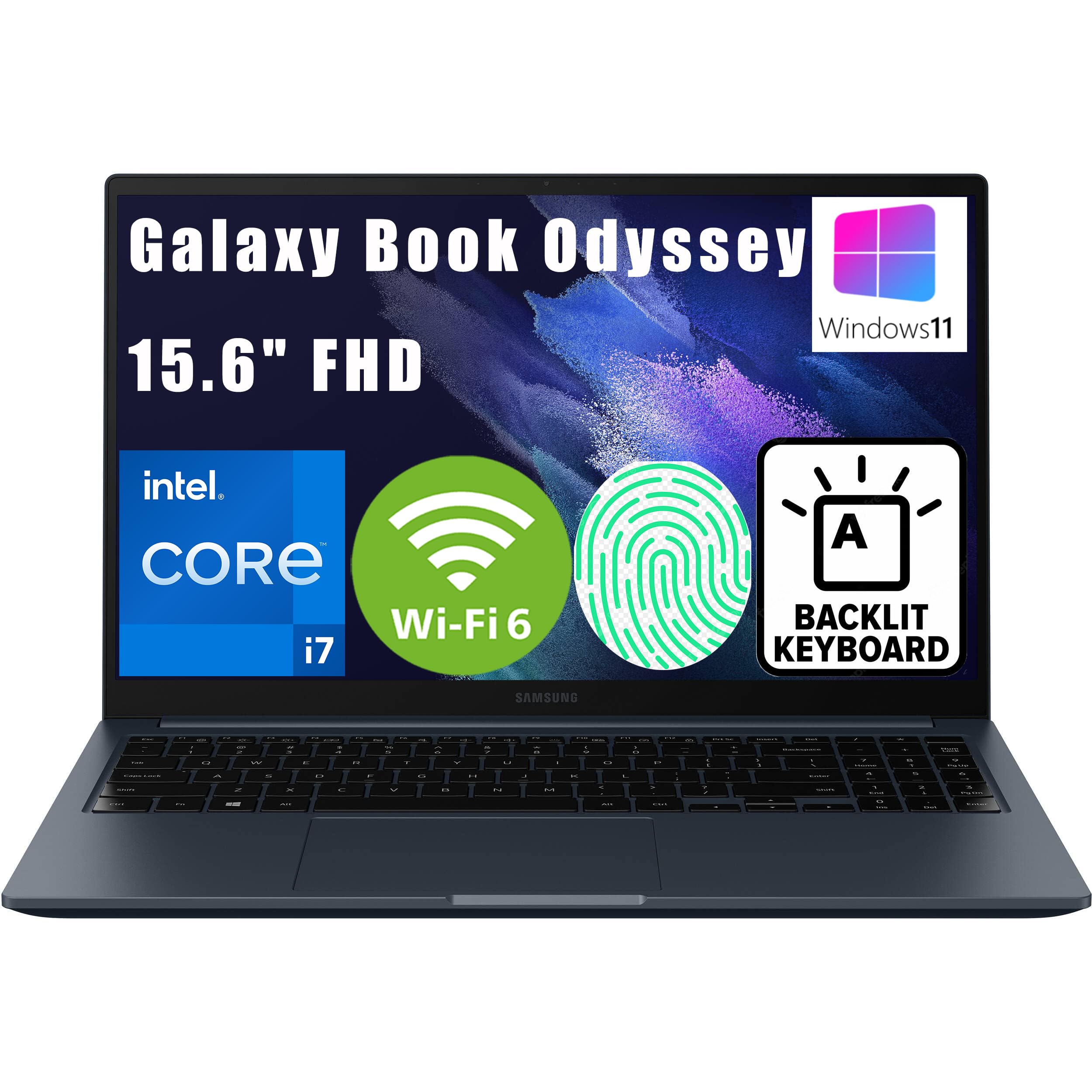 SAMSUNG Galaxy Book Odyssey 15.6" FHD Laptop Computer, Intel Hexa-Core i7-11600H, GeForce RTX 3050 Ti, 32GB DDR4 RAM, 1TB PCIe SSD, WiFi 6, BT 5.1, Backlit Keyboard, Fingerprint Reader, Windows 11