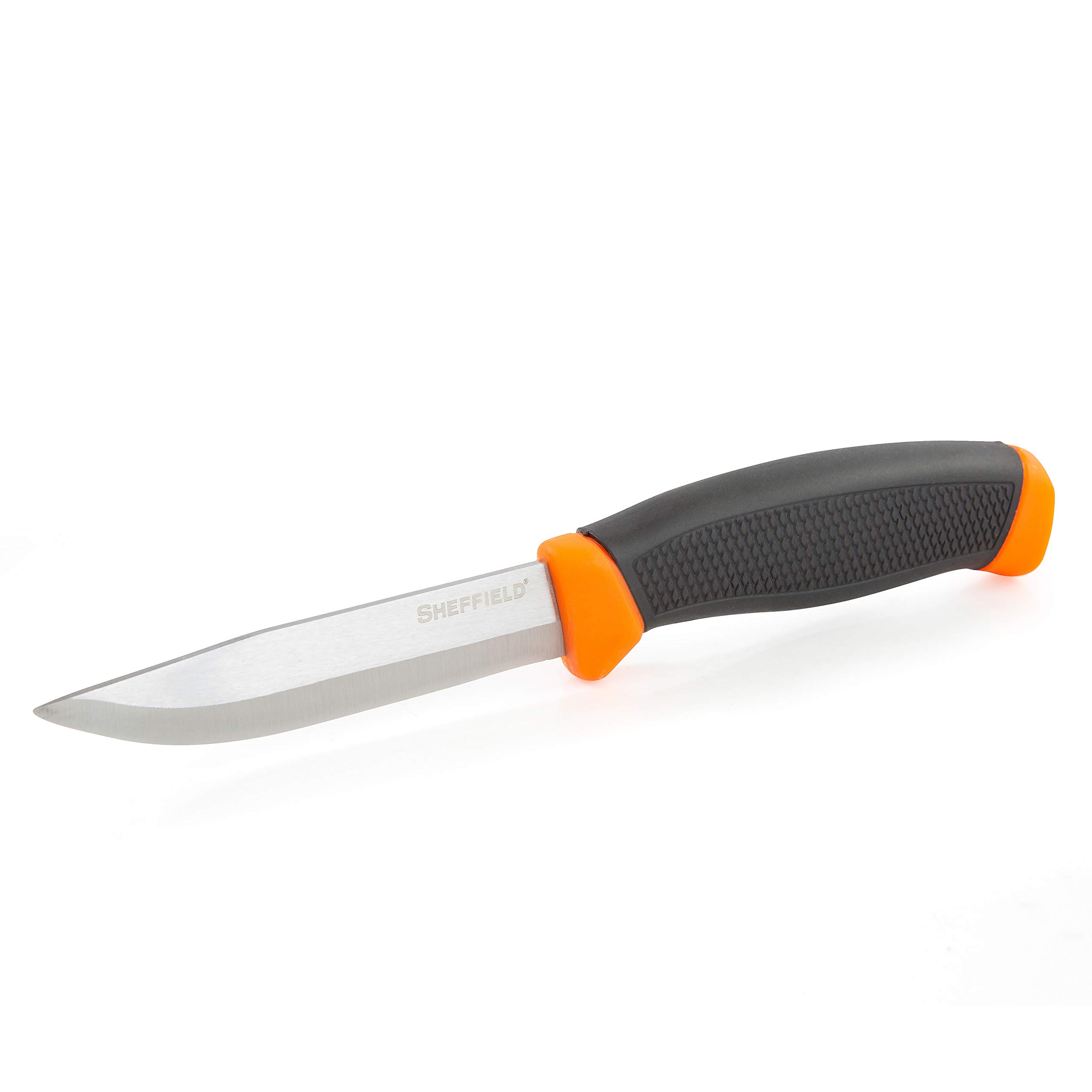 Sheffield 12182 Cervus 4 Inch Drop Point Fixed Blade Full Tang Hunting Knife with Sheath, Slip Resistant ABS Handle, Hunting, Skinning, Fishing & More