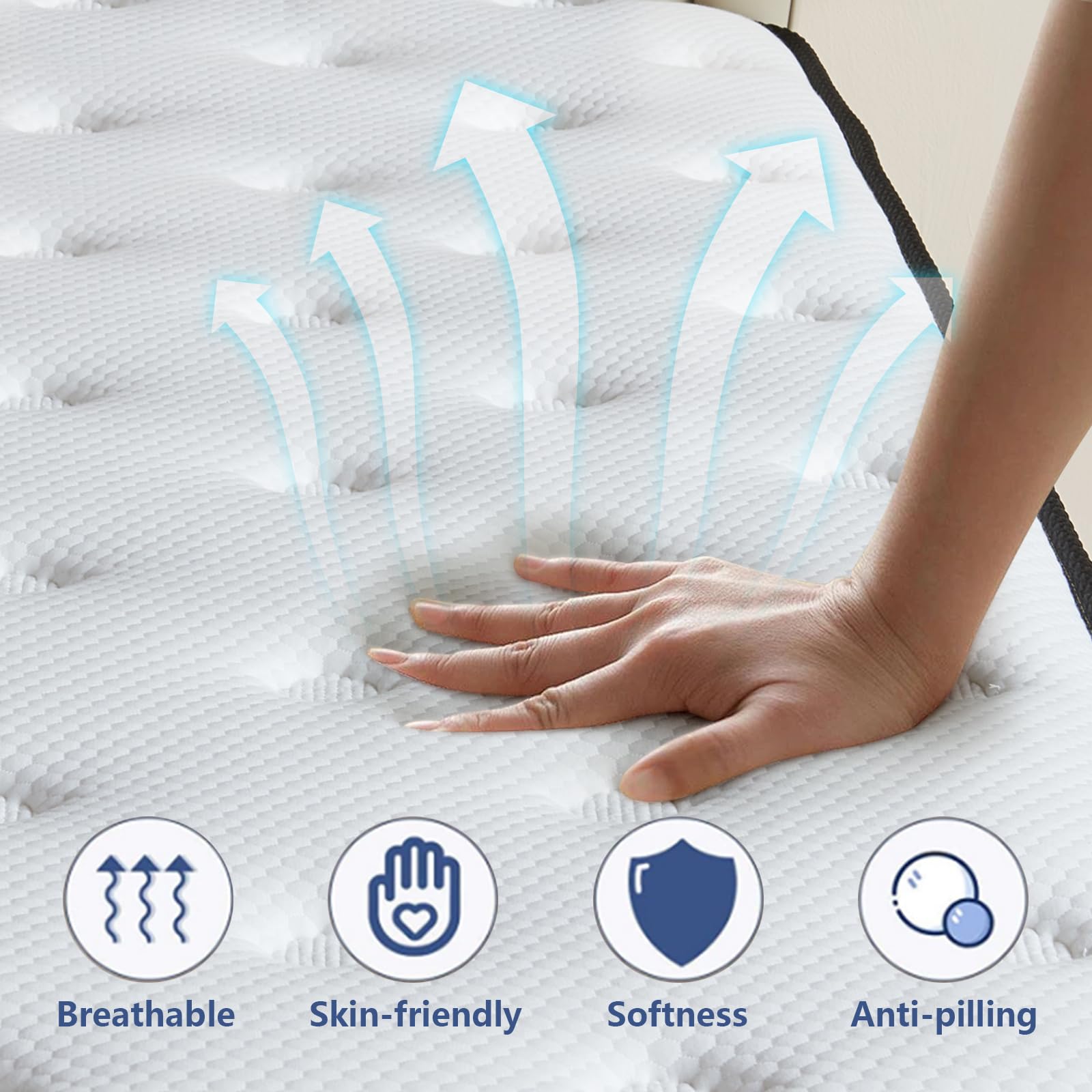 sofree bedding King Mattress, 12 Inch Memory Foam Hybrid Mattress King, Pocket Spring Mattress in a Box for Motion Isolation, Strong Edge Support, Pressure Relief, Plush Feel, CertiPUR-US