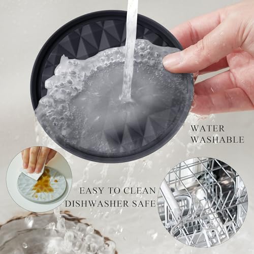 Wingcases Silicone Coasters for Drinks[6 Pack]- Cup Mat with Holder for Tabletop Protection-Non-Slip, Non-Stick, Coffee Table Decor, Great Gift for Any Occasion, Black