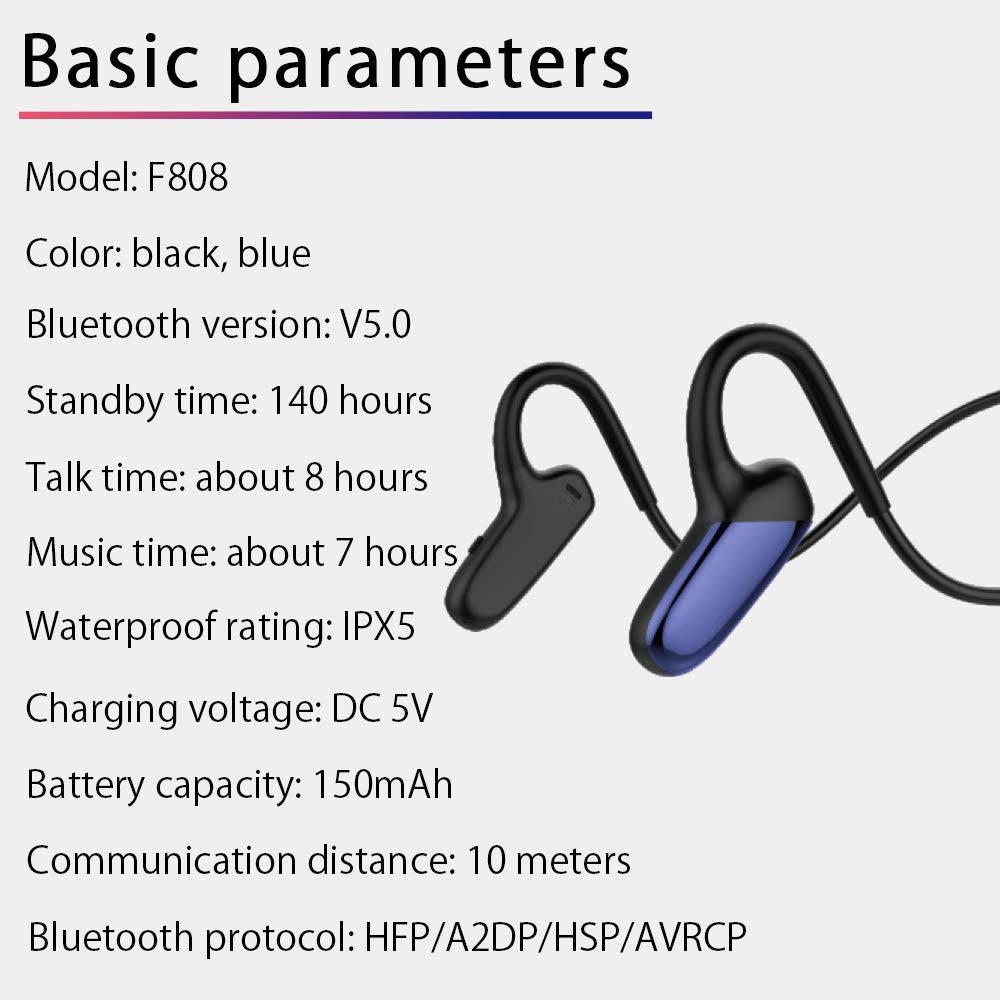 SLuB Bone Conduction Headphones,Bluetooth 5.0 Open-Ear Wireless Earphones,Waterproof and Sweatproof Sports Headset,High Sound Quality,Large Capacity Battery(Blue)