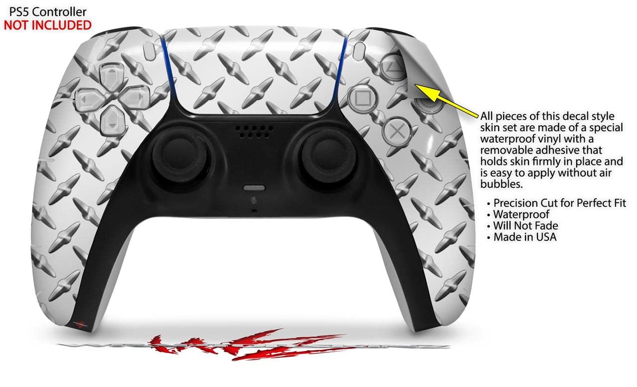 WraptorSkinz Skin Wrap compatible with Sony PS5 DualSense Controller Diamond Plate Metal (CONTROLLER NOT INCLUDED)