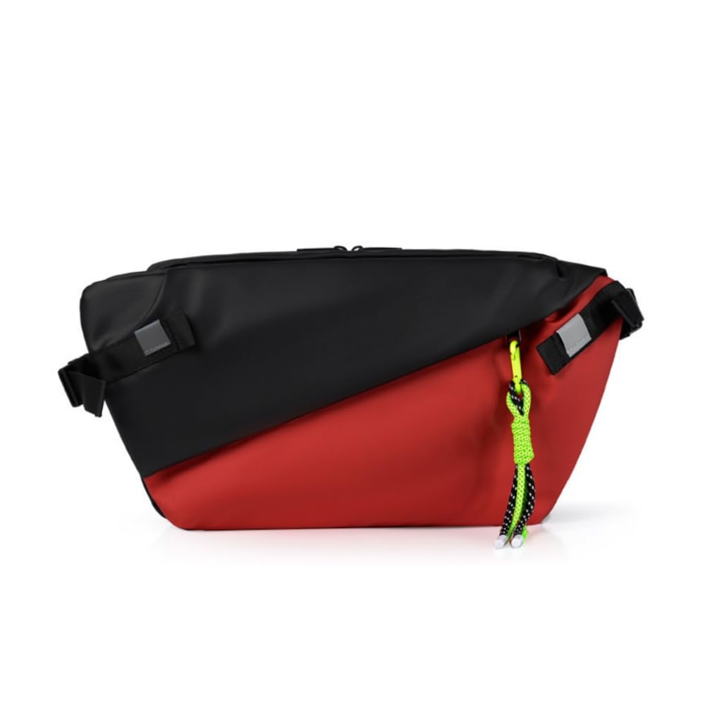 Wowzeesic Casual Daypack Quick Access, Expandable, Multipurpose Crossbody Bag Waterproof Chest Shoulder Backpack for Travel Work Commuting and cycling (Red&Black)