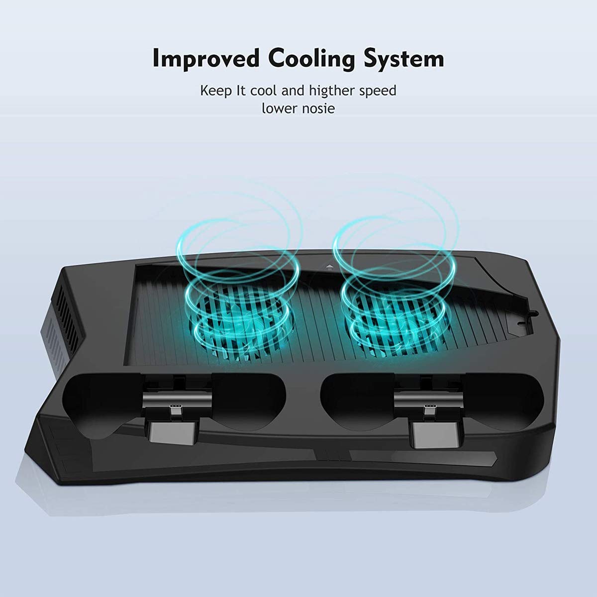 Vertical Charge Stand with Cooling Fan for PS5, Multi-Function Stand Cooling Fan Charging Station for Playstation5 Digital Edition/Ultra HD