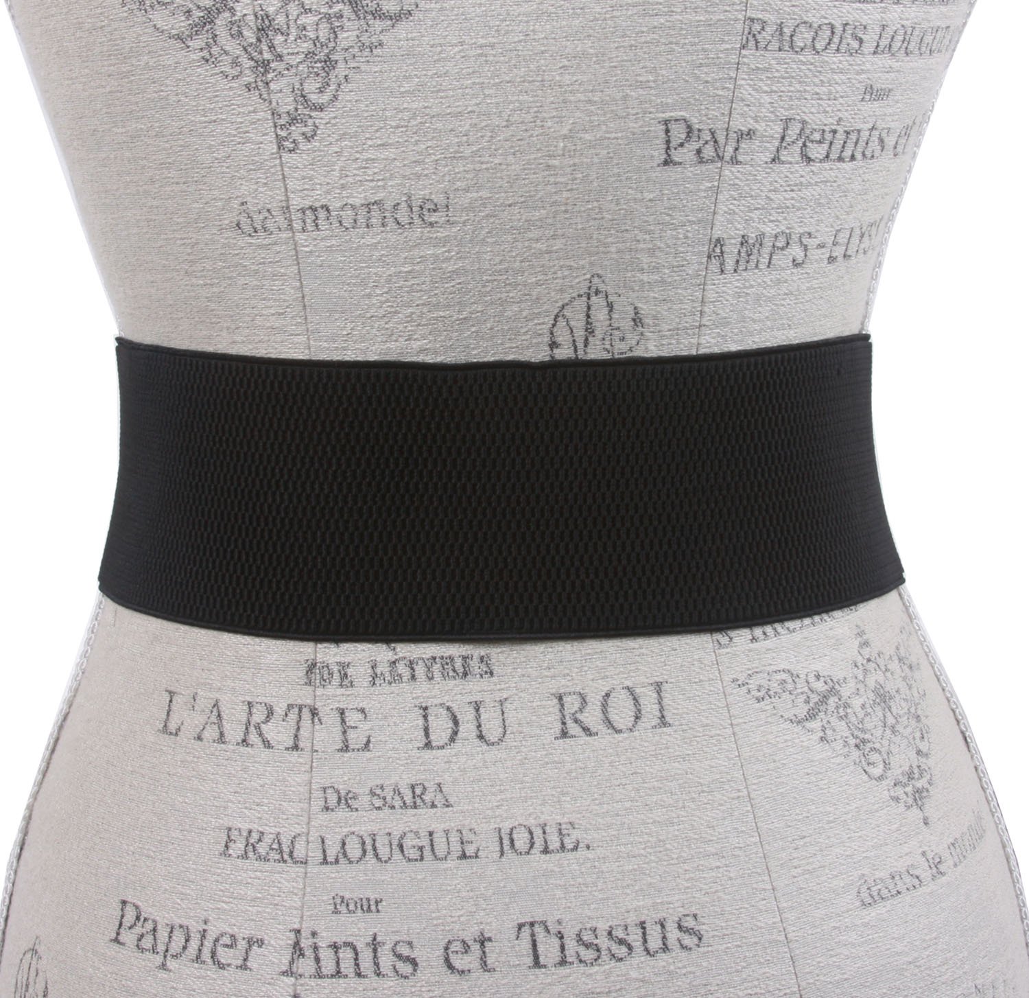 Women's 3" (75 mm) Wide High Waist Fashion Stretch Belt with Ring Hook Buckle, Black | l/xl 34"-38"
